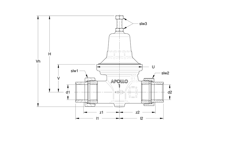 Apollo Water Pressure Reducing Valve 10-35 psig 1" (2 x Union FNPT)