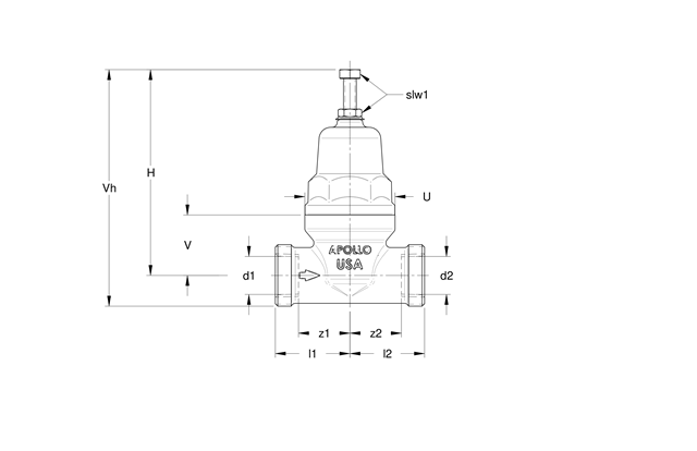 Apollo Direct Acting Water Pressure Reducing Valve 15-75 psig 2" (2 x ...