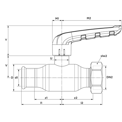 VSH XPress FullFlow Stainless ball valve (press x union)