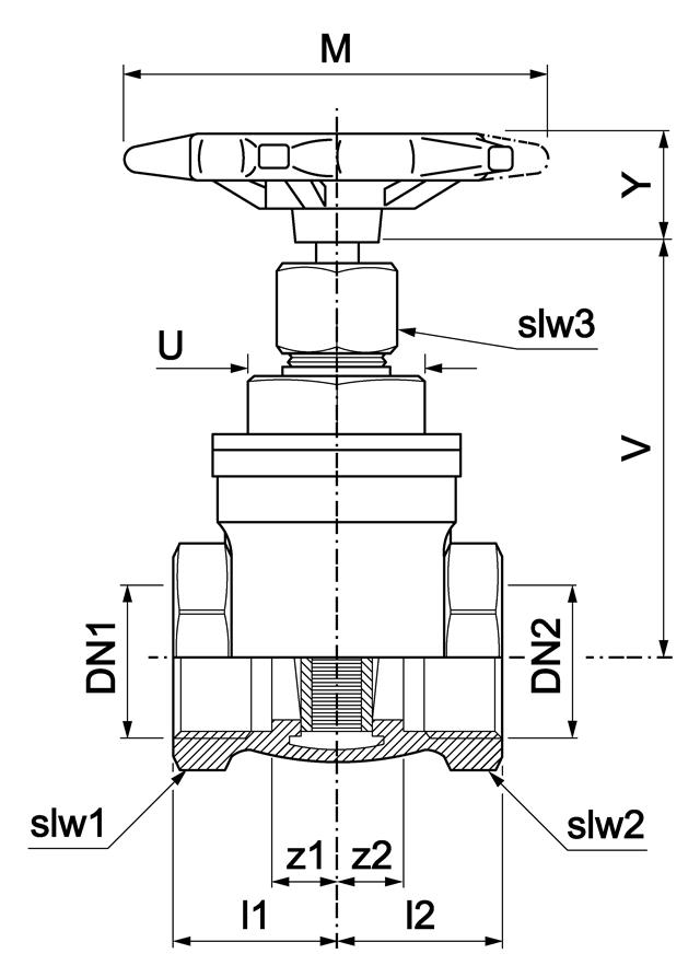 Pegler gate valve FF G1 1/4" (DN32) blue