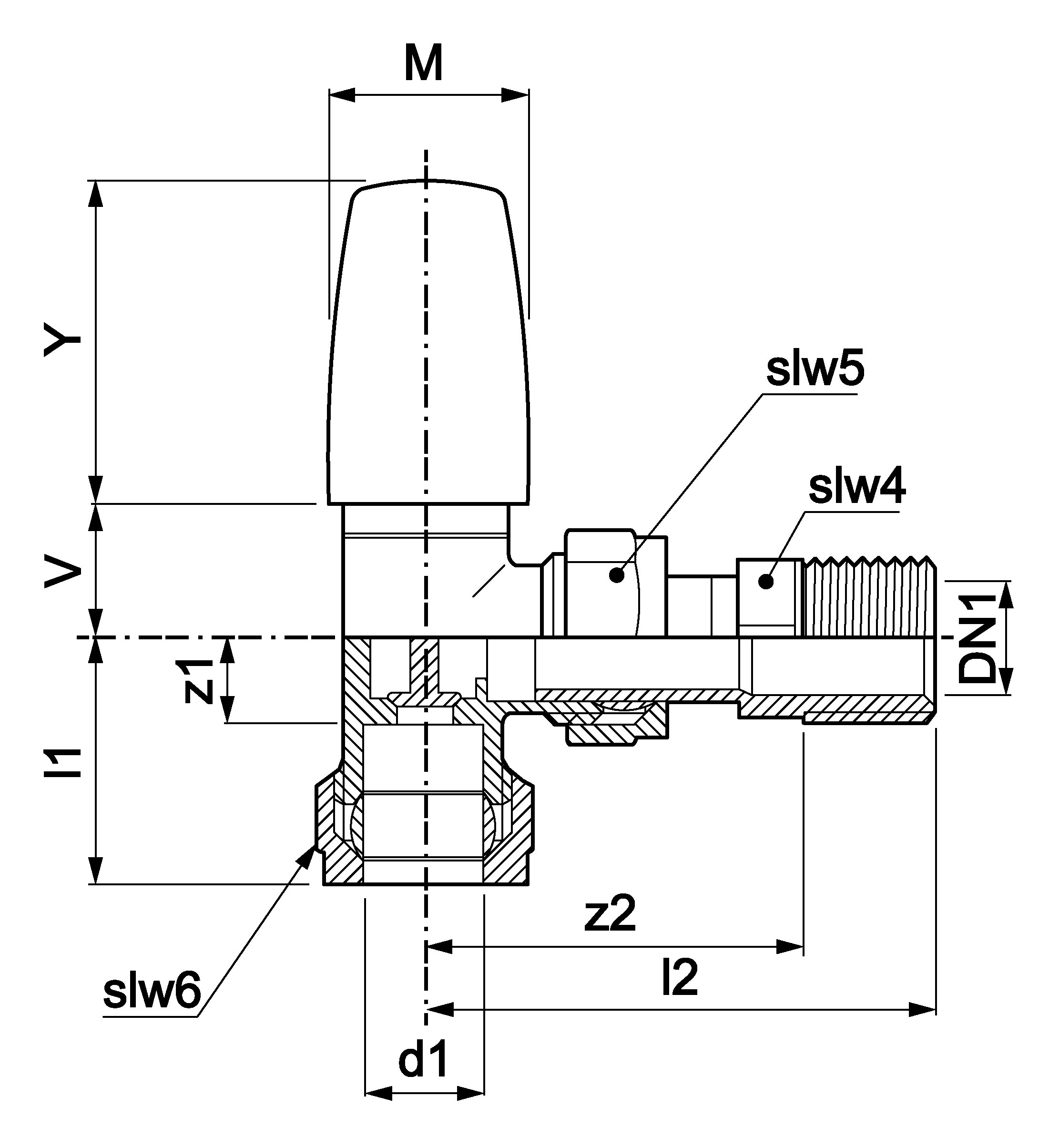 angle pattern thermostatic radiator valve with (367 cpls)