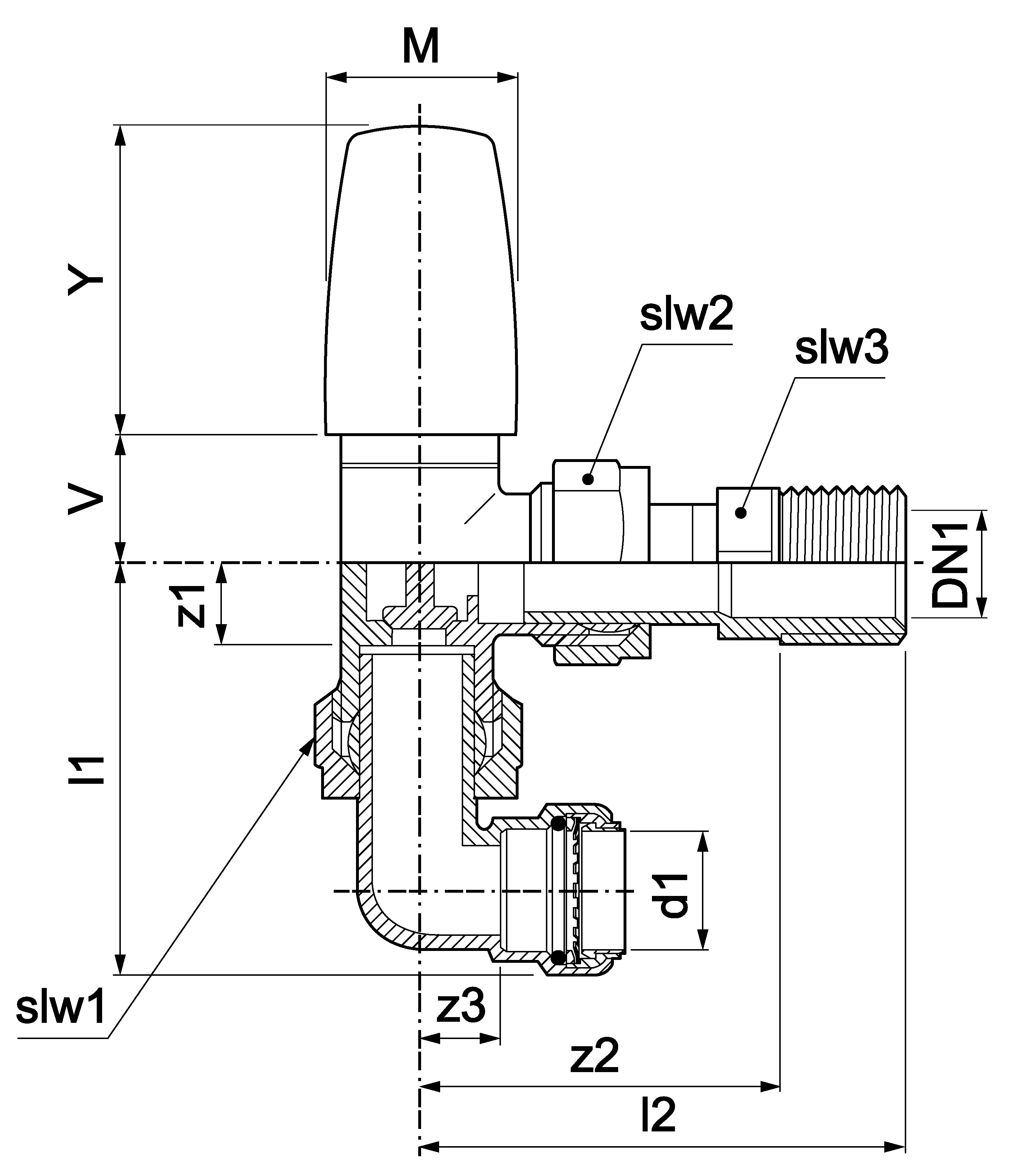 angle pattern thermostatic radiator valve with matching lockshield and ...