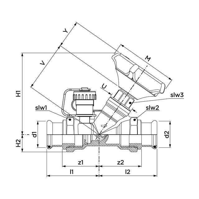 VSH XPress Proflow static balancing valve FODRV FF w drain 22 (DN20) SF