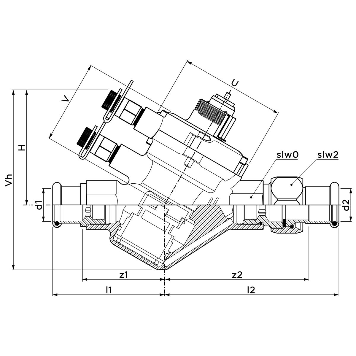 VSH XPress ProFlow dynamic balancing valve PICV with union