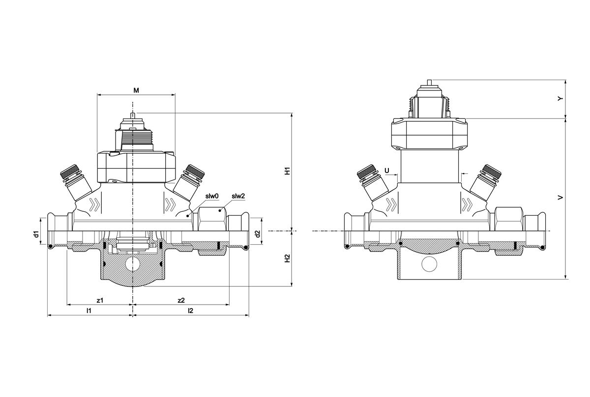 VSH XPress ProFlow dynamic control valve PICV with union connection (2 ...