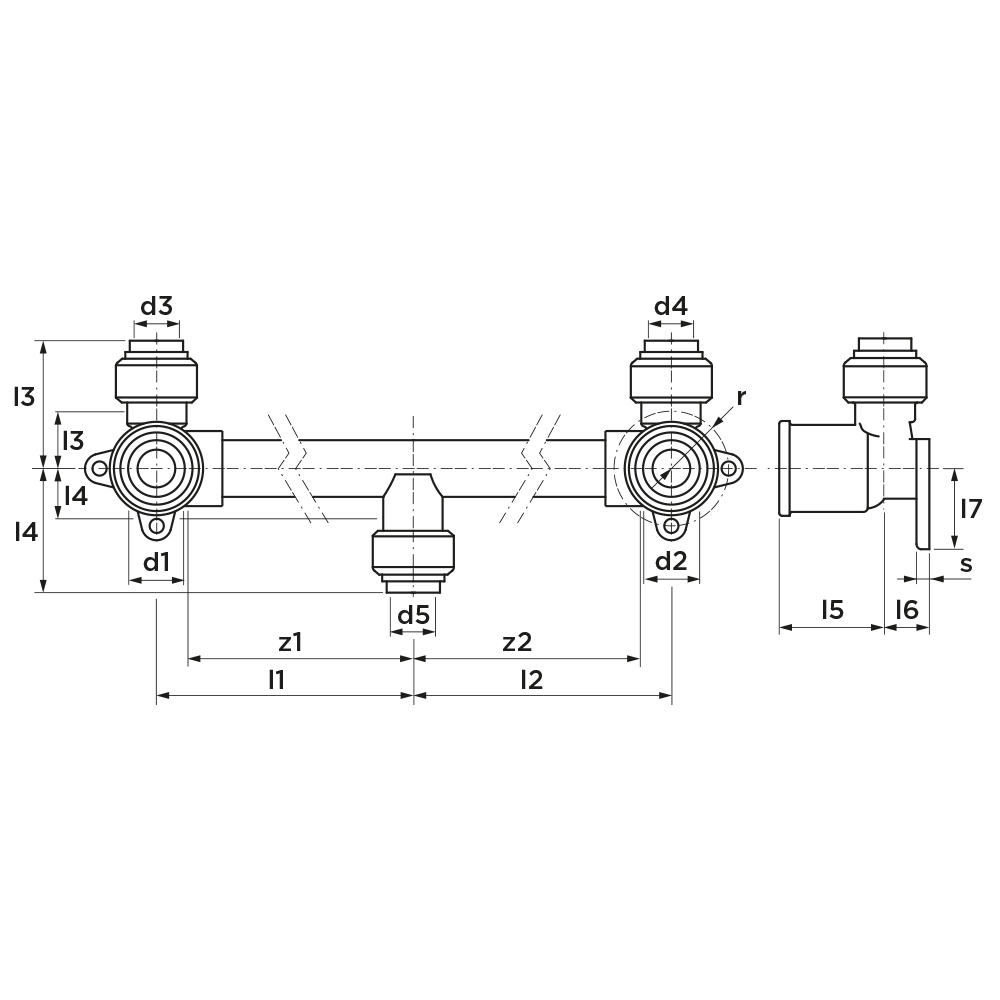 Tectite Pacific shower right angled breech
