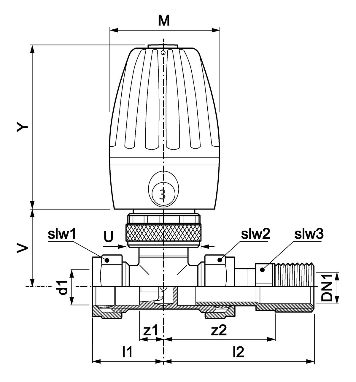 straight pattern thermostatic radiator valve vertical or horizontal ...