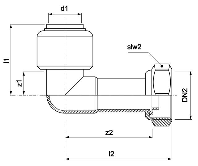 VSH Tectite Classic bent tap connector (push x nut end)