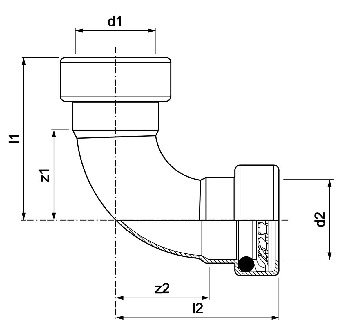 VSH Tectite Sprint elbow 90° Cr (2 x push)