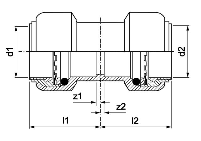 VSH Tectite Pro straight coupling (2 x push)