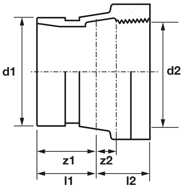 VSH Shurjoint concentric transition fitting MF 88.9xRp2 1/2" galvanized
