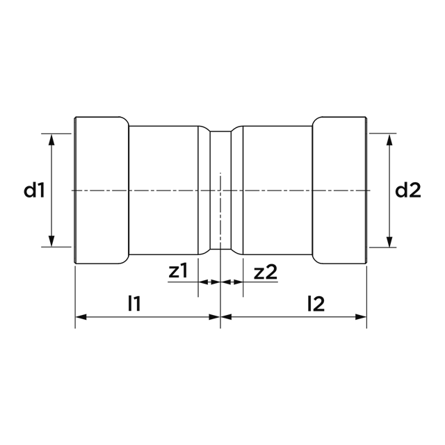 VSH PowerPress Gas straight coupling (2 x press)
