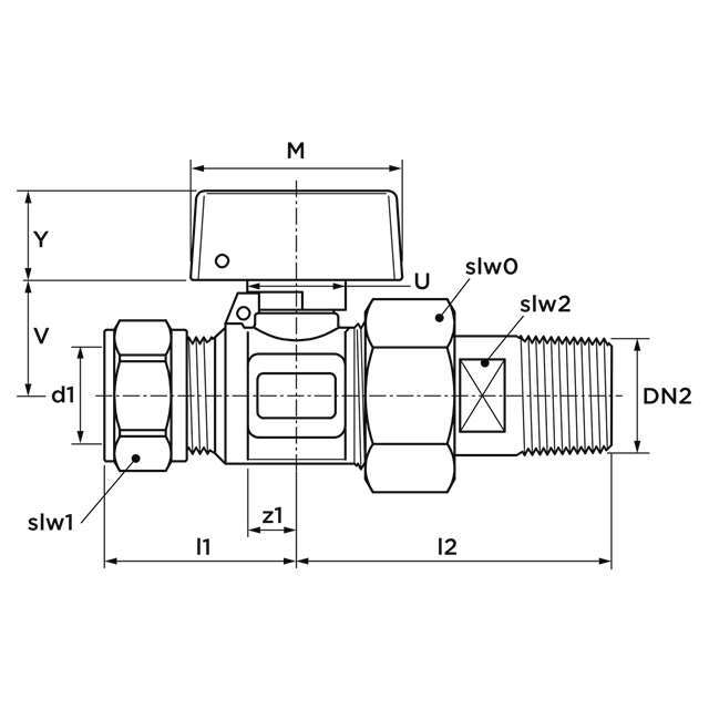 VSH Super gas ball valve with union FM 15xR1/2"