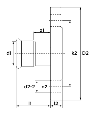 VSH XPress Copper Gas flange adapter PN16 coated F 76.1 DN80