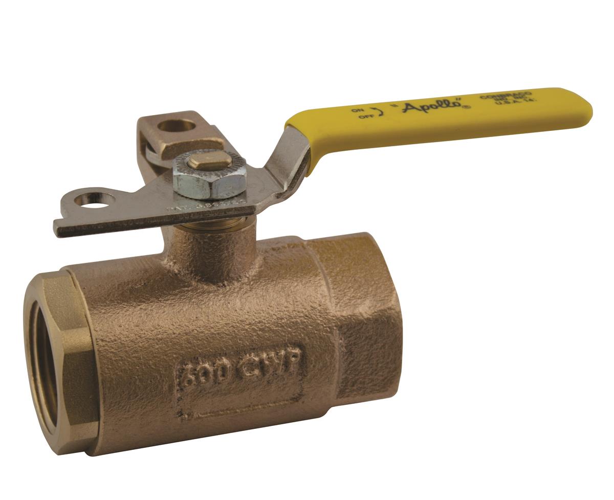 Apollo Bronze 2 Piece Standard Port Locking Ball Valve with 316 SS Ball ...