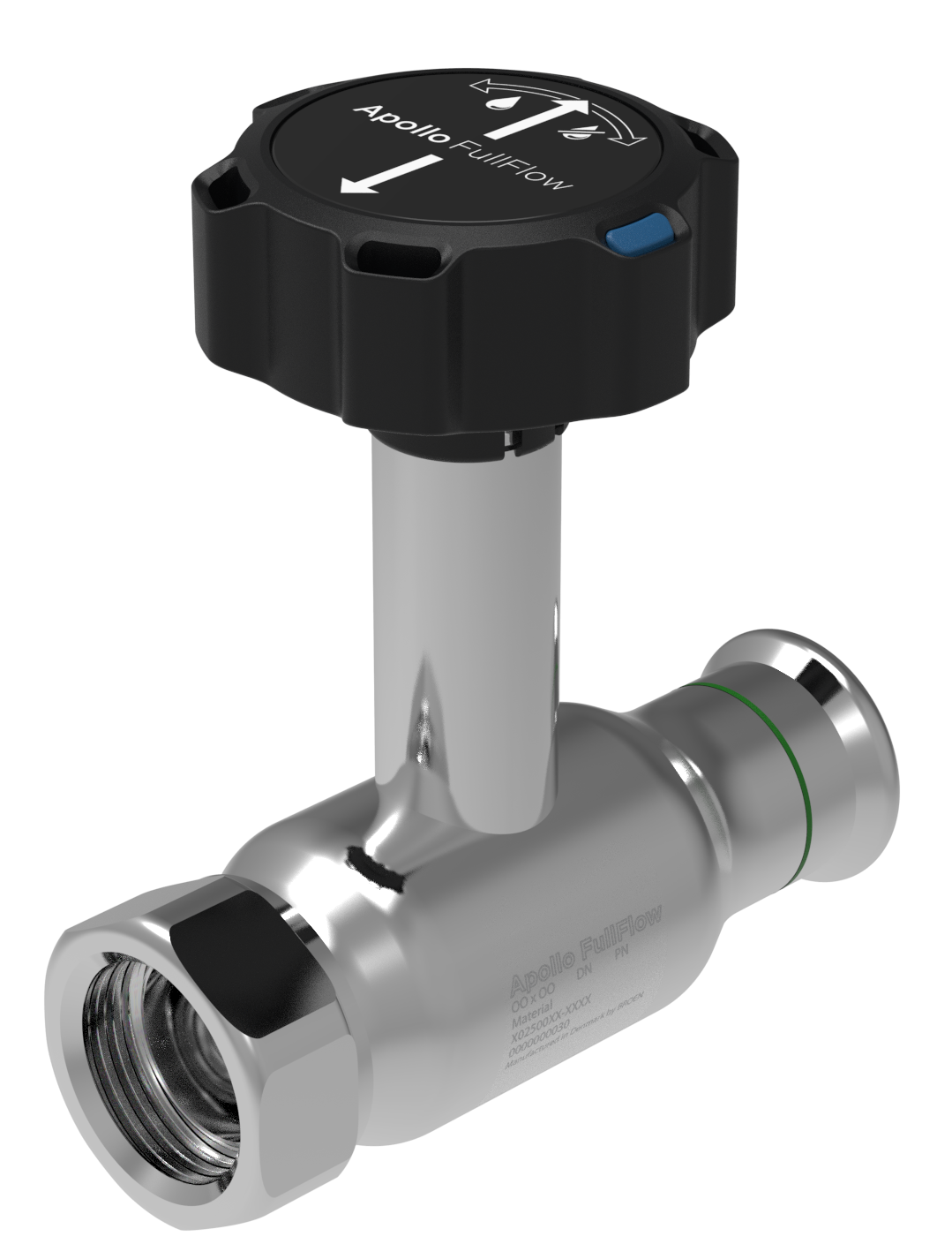 Apollo FullFlow Inox vanne à bille tige longue FF 28xG1" (DN25) poignée ...