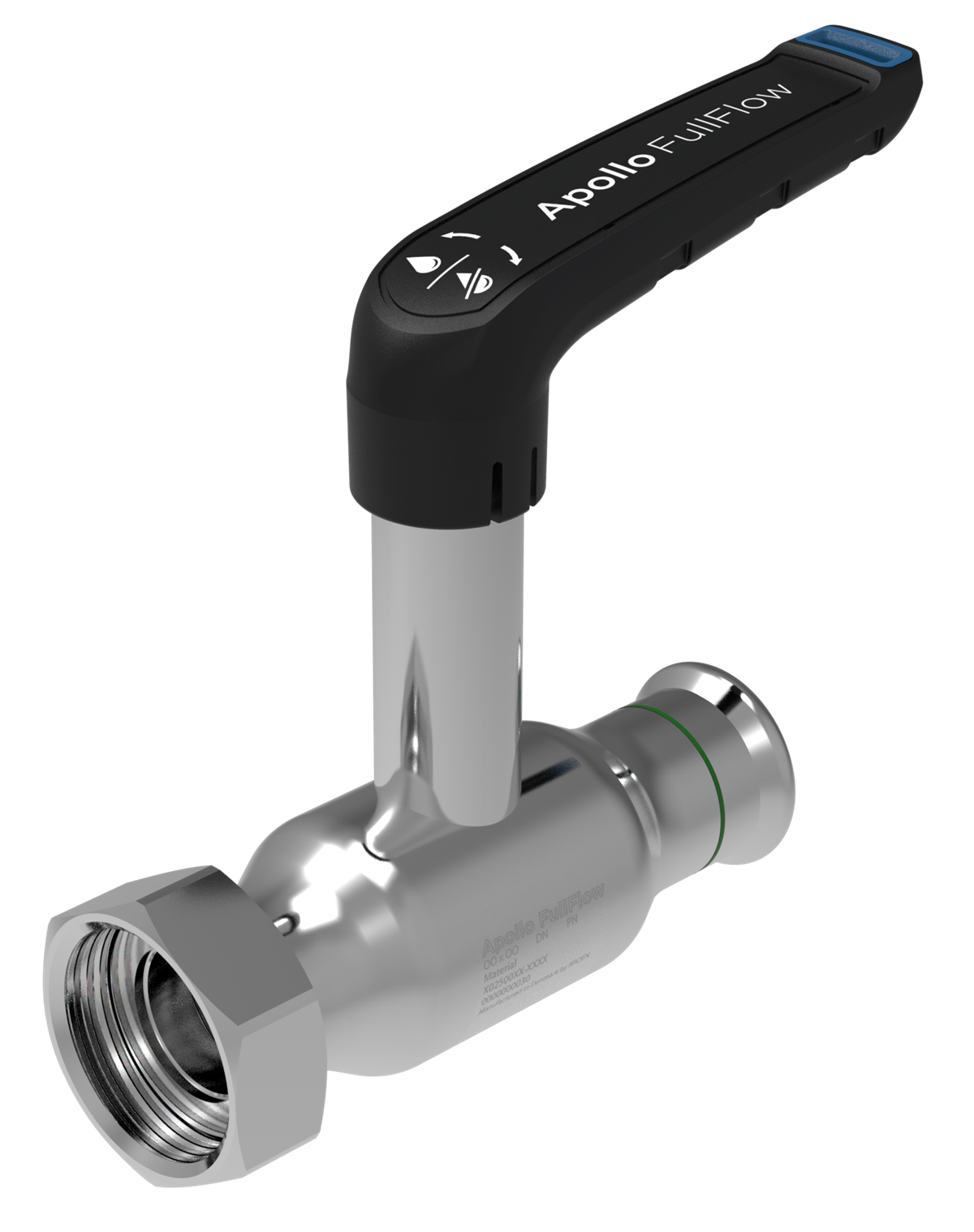 Apollo FullFlow Stainless ball valve with extended stem L-handle (press ...
