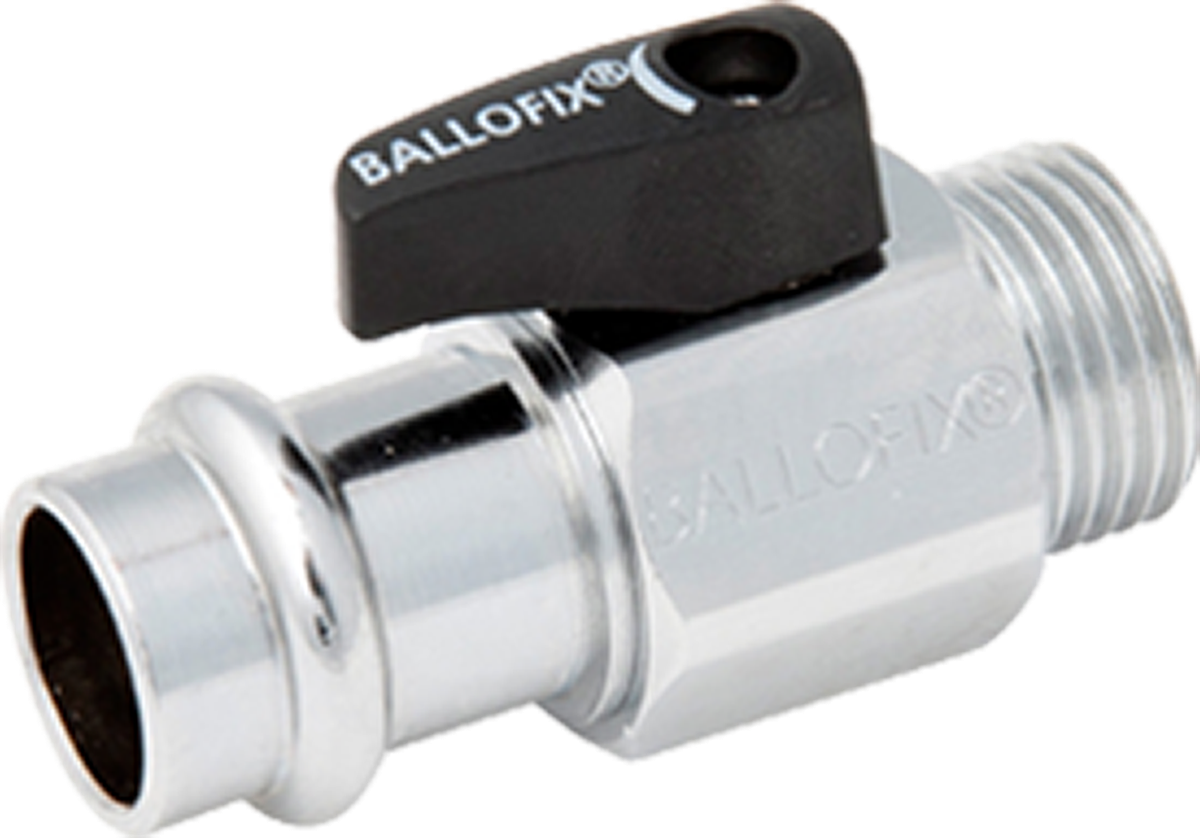 Broen Ballofix mini ball valve with handle (press x male tread)