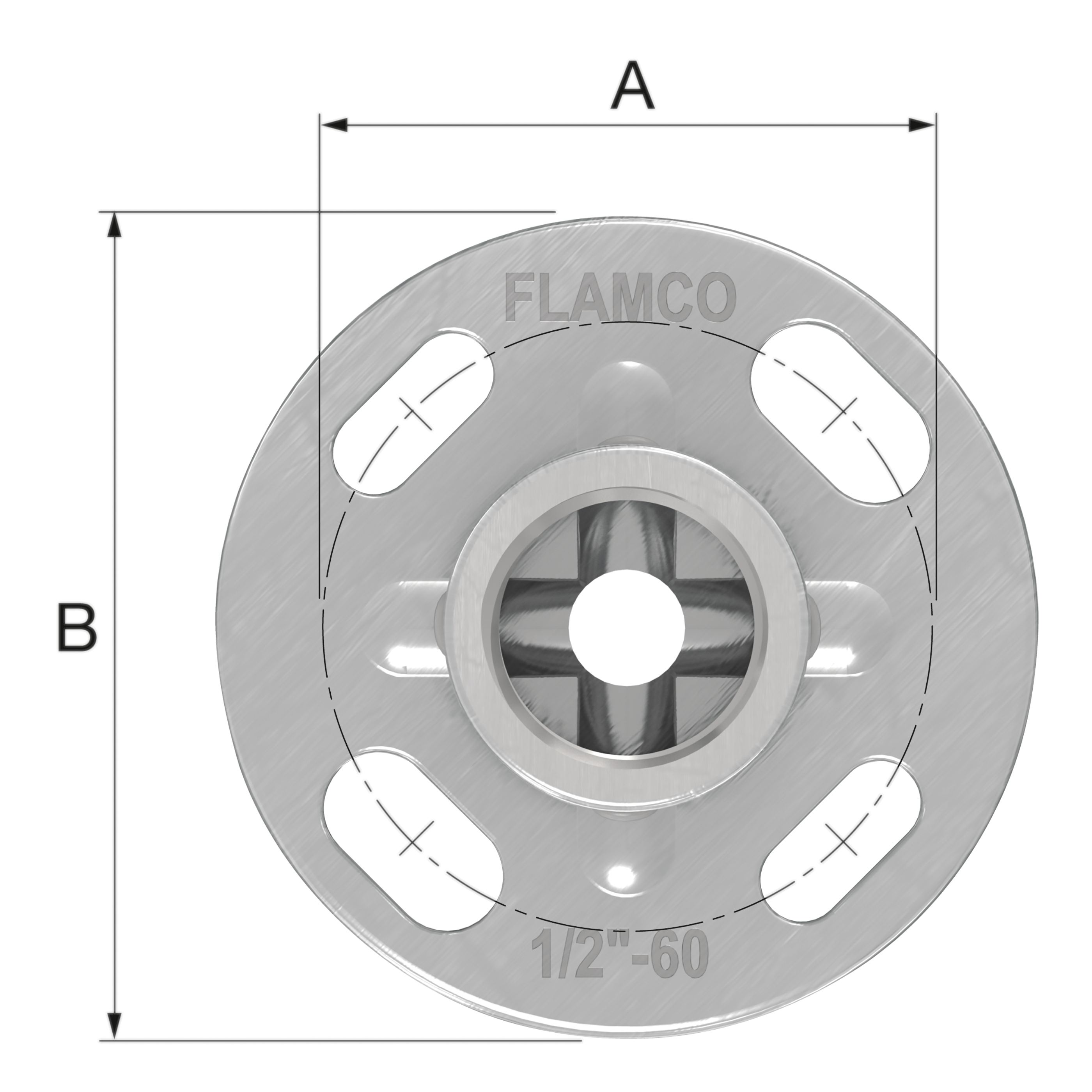 FlamcoFix backplate GP 1/2"-M10 x 120 x 40