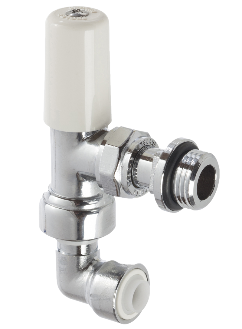 lockshield radiator valve angle pattern with push-fit elbow