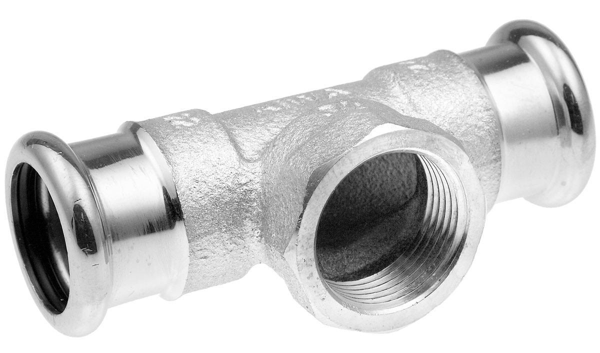 VSH XPress Copper threaded T-piece Chrome Plated (press x press x ...