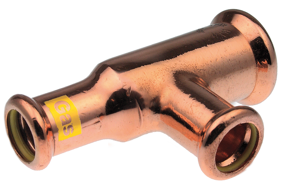 VSH XPress Copper Gas reduced T-piece (3 x press)