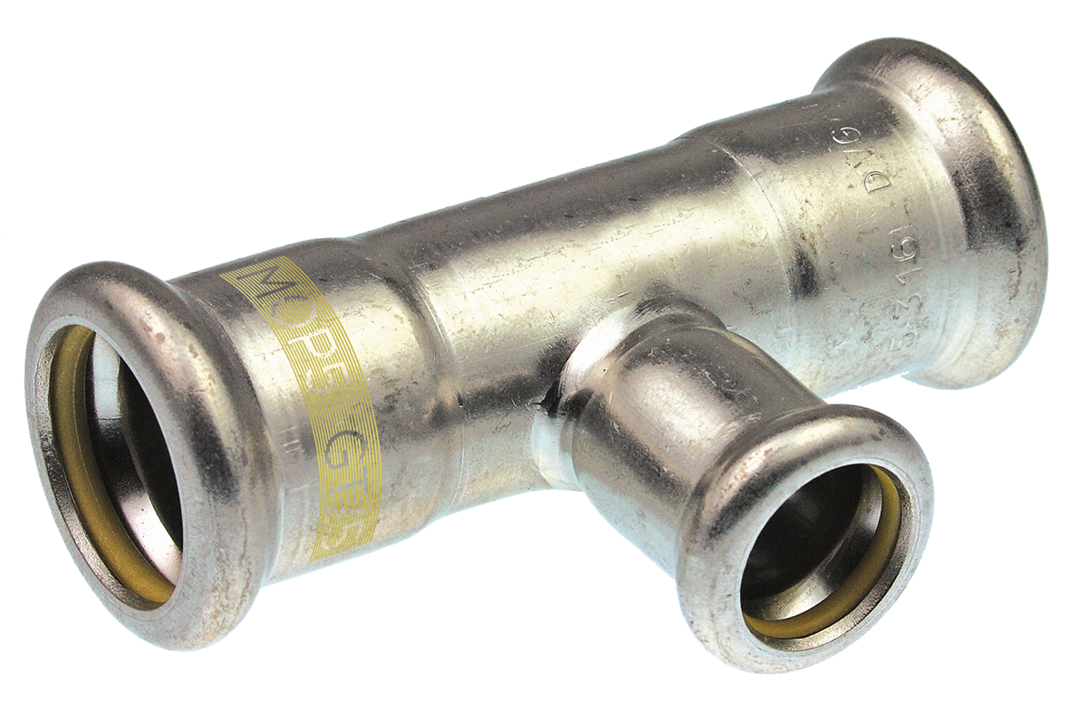 VSH XPress Edelstahl Gas T-Stück reduziert (3 x Press)