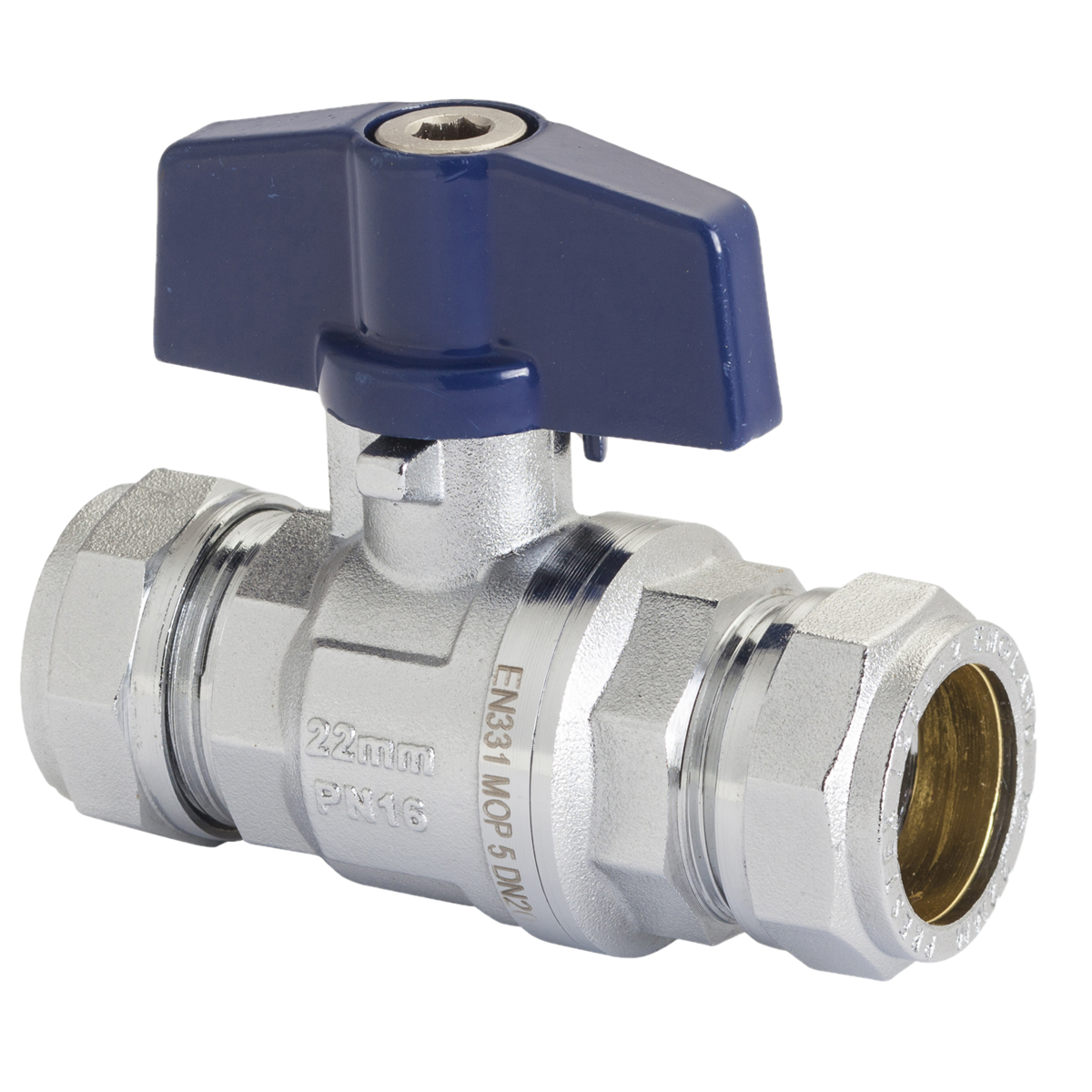 VSH Prestex ball valve T FF 22 (DN20) (blue) Cr