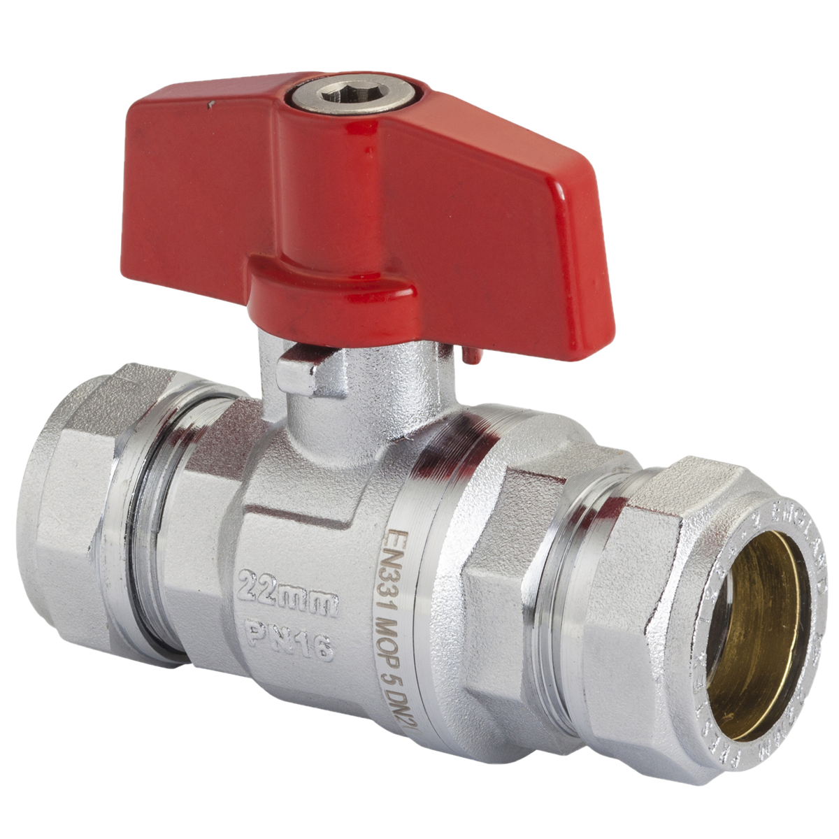 VSH Prestex ball valve T FF 22 (DN20) (red) Cr
