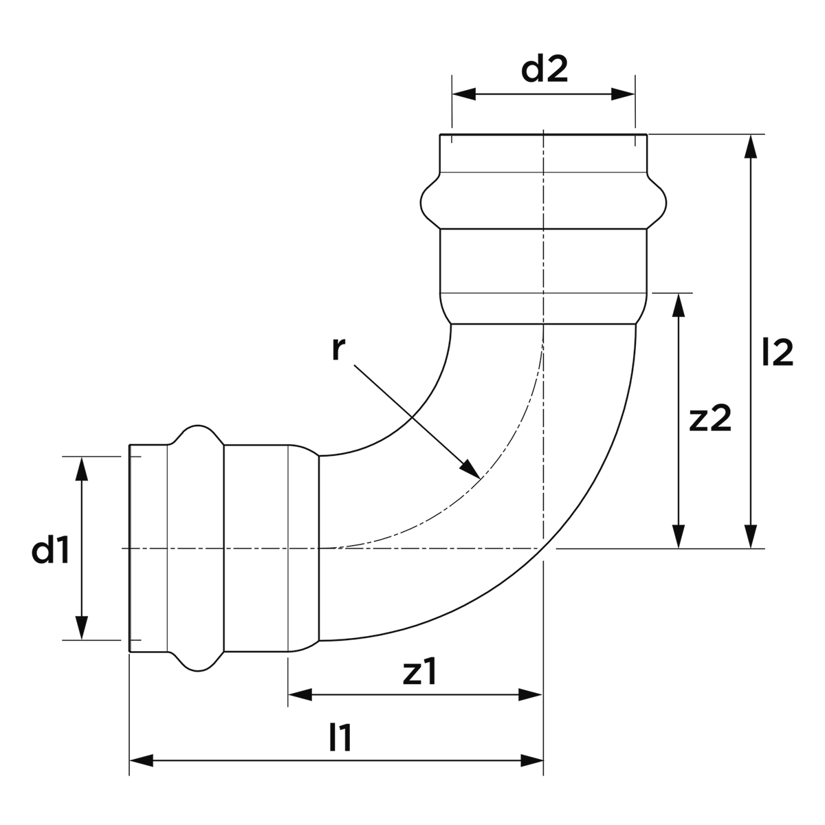 807R | detail | ApolloPress 90° elbow – reducing (P x P)… – Aalberts IPS US